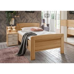 Wiemann Holzbett &raquo;Kiruna, Bettgestell, Bettrahmen, teilmassiv Eiche&laquo; 4-fache Liegeh&ouml;henverstellung, MADE IN GERMANY, Kopf- und Fu&szlig;teil aus Massivholz,