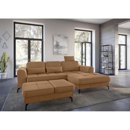 Sit & More sit&more Ecksofa &raquo;Bendigo L-Form&laquo; inklusive Sitztiefenverstellung, Bodenfreiheit 12 cm, in 2 Fu&szlig;farben braun B/H/T: 284cm x 84cm x 175cm, NaturLEDER ,