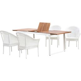 Merxx Garten-Essgruppe &raquo;Bamberg&laquo; Set, 5 tlg. inkl. 4 Stapelsessel, 1 Ausziehtisch Aluminium, Kunststoff B/H/T: 67cm x 83cm x 69cm