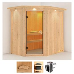 Karibu Sauna &raquo;Swantje&laquo; Set, Ofen 3,6 kW intgr. Strg beige Saunaofen, integrierte Steuerung, 3,6 kW