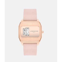Liebeskind Berlin Damen Quarzuhr &raquo;Vinyl Vision&laquo; Armbanduhr, Damenuhr, Lederarmband, analog rosa Einheitsgr&ouml;&szlig;e