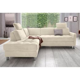 Sit & More sit&more Ecksofa &raquo;Pablo L-Form&laquo; wahlweise mit Schlaffunktion beige Struktur fein (100% Polyester);Struktur (100% Polyester) B/H/T: 233cm x 78cm x 