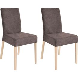 Home Affaire 4-Fu&szlig;stuhl &raquo;Umag&laquo; (Set) 2 Stk.Sitz und R&uuml;cken gepolstert braun Massivholz, Polyester B/H/T: 46,5cm x 94cm x 59,5cm, 2 Stk., Microfaser