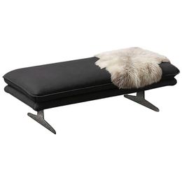 W.Schillig Polsterhocker F&uuml;&szlig;e in Chrom gl&auml;nzend grau Stoff S37 (100% Polyester): Luxus-Microfaser in Lederoptik B/H/T: 145cm x 43cm x 71cm, Stoff S37