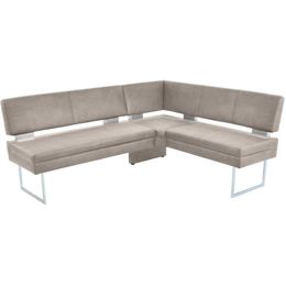K+w Komfort & Wohnen K+W Komfort & Wohnen Eckbank langer Schenkel links oder rechts, mit dekorativen Distanzhalter grau B/H/T: 199cm x 89cm x 158cm, Leder Longlife BRONCO,