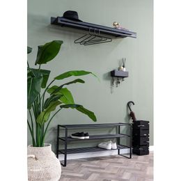 SPINDER DESIGN Garderobenleiste &raquo;SWAY 120&laquo; 2-in-1 Wandregal + Garderobe schwarz Stahl B/H/T: 120cm x 18cm x 30cm