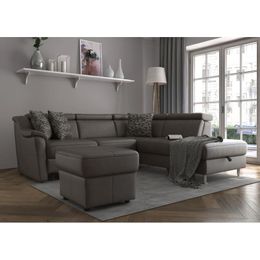 Sit & More sit&more Ecksofa &raquo;Freetown L-Form&laquo; inklusive Kopfteilverstellung und komfortablem Federkern braun B/H/T: 252cm x 84cm x 216cm, Luxus-Microfaser, 