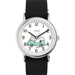 Timex Damen Quarzuhr &raquo;PEANUTS WEEKENDER&laquo; Armbanduhr, Damenuhr,Textilarmband,analog schwarz Einheitsgr&ouml;&szlig;e