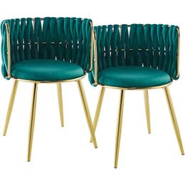 Kayoom Polsterstuhl &raquo;Stuhl Melly 125 2er-Set,tolles Design der R&uuml;ckenlehne, runde Sitzfl&auml;ch&laquo; (Set) 2 Stk.ausgefallen geflochtene R&uuml;ckenlehne, Samtbezug, 
