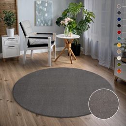 Sanat Teppich &raquo;UNI , auch als L&auml;ufer und Rund&laquo; rund 13 mm H&ouml;he robuster Kurzflorteppich, gro&szlig;e Farbauswahl, Wohnzimmer, alle R&auml;ume grau Kunstfaser &Oslash; 80cm 1 