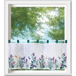 Weckbrodt-Gardinen Scheibengardine &raquo;Violet&laquo; Schlaufen 1 Stk. tlg. Bistro, Voile, floral, transparent, HxB 45x120cm, Gardine, Store bunt Voile, Polyester 45cm, Schlaufen,