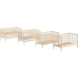 Vipack Babybett &raquo;Dino 70/140 mit 3-fach verstellb. Lattenrost, inkl. 3 Schlupfsprossen&laquo; aus massiver Buche, umbaubar zum Juniorbett, wahlweise in 3 Farben 