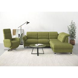 Sit & More sit&more Ecksofa &raquo;Grenoble L-Form mit Federkern&laquo; wahlweise mit Schlaffunktion, Bettkasten, Arm- und Kopfteilverstellung gr&uuml;n B/H/T: 247cm x 85cm x 