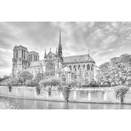papermoon Fototapete &raquo;Notre Dame Schwarz & Wei&szlig;&laquo; schwarz Vlies B/L: 2m x 1,49m, Bahnen: 4 Stk.