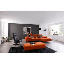 W.Schillig Ecksofa &raquo;valentinoo, Designsofa, bequem, elegant und zeitlos, L-Form&laquo; inklusive Hocker, mit Sitztiefenverstellung, Breite 299 cm orange 