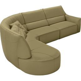 Egoitaliano Ecksofa &raquo;Puffy, extravagant & edel, Retro Designsofa, hoher Sitzkomfort, L-Form&laquo; mit Ottomane, wahlweise mit und ohne elektrischer Relaxfunktion gr&uuml;n 