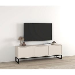 OTTO home Lowboard &raquo;Loft, Breite 157 cm, TV-Board 3 Klappen, Metallkufen&laquo; TV-Kommode mit viel Stauraum, push-to-open-Funktion beige Holzwerkstoff, 