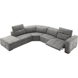 Egoitaliano Ecksofa &raquo;Sauvanne, Designsofa der Extraklasse, elegant und bequem, L-Form&laquo; wahlweise mit elektrischer Relaxfunktion, Kopfteilverstellung grau Luxus-