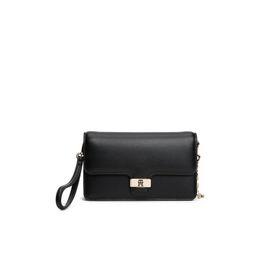 Tommy Hilfiger Damen Clutch &raquo;TH HERITAGE CLUTCH&laquo;, Minibag, Abendtasche, Umh&auml;ngetasche mit goldfarbener Umh&auml;ngkette schwarz B/H/T: 20,5cm x 12cm x 6cm