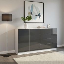 borchardt M&ouml;bel borchardt M&ouml;bel Sideboard &raquo;Vaasa, Kommode mit 2 T&uuml;ren und 4 Schubk&auml;sten auf Kugelf&uuml;hrungen&laquo; grau Holzwerkstoff B/H/T: 152cm x 79cm x 35cm