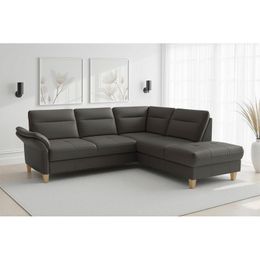 Sit & More sit&more Ecksofa &raquo;Pamela L-Form, Leder, B: 218 cm&laquo; optional Armteilverstellung, Schlaffunktion & Bettkasten grau B/H/T: 218cm x 90cm x 212cm, 