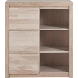 OTTO home Highboard &raquo;Silkeborg&laquo; Breite 90 cm wei&szlig; Holz teilmassiv B/H/T: 90cm x 100cm x 35cm, Holzwerkstoff eichefarben wei&szlig; gekalkt (Korpsu) / 