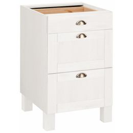 Home Affaire Unterschrank &raquo;Oslo&laquo; 50 cm breit, ohne Arbeitsplatte, 3 Schubladen beige Massivholz Cremefarben, B/H/T: 50cm x 83cm x 57cm, Schubladen: 3 