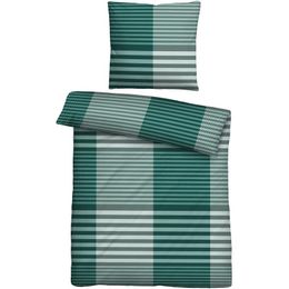 Biberna Bettw&auml;sche &raquo;0004106&laquo; 2 Stk. wohlig warm + weich, pflegeleicht, 100% Baumwolle, Rei&szlig;verschluss gr&uuml;n Feinbiber, Obermaterial: 100% Baumwolle B/L: 135cm 