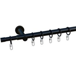 OTTO home Gardinenstange &raquo;Kappe&laquo; 1 l&auml;ufig-l&auml;ufig ausziehbar ausziehbar von 130cm-240cm - Komplettset schwarz Eisen 1 l&auml;ufig