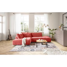 Musterring Ecksofa &raquo;Lucia bequem, elegant & zeitlos, elegante Sofa ohne Armlehnen&laquo; mit gro&szlig;em Longchair, verschiedene Farben, B304 x T224 cm orange 100% 