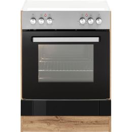 KOCHSTATION Herdumbauschrank &raquo;KS-Tinnum&laquo; 60 cm breit, f&uuml;r Herd-Set schwarz Holzwerkstoff wotaneiche, B/H/T: 60cm x 82cm x 60cm
