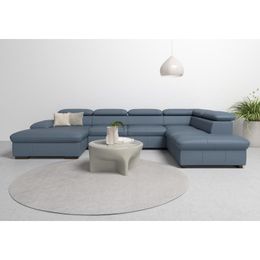 OTTO home Wohnlandschaft &raquo;Alberto U-Form&laquo; mit Kopfteilverstellung, wahlweise mit Schlaffunktion blau Luxus-Microfaser in Lederoptik (100% Polyester);