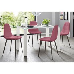 OTTO home Essgruppe Set, 5 Stk. tlg. mit Glastisch, Breite 120 cm rosa B/H/T: 120cm