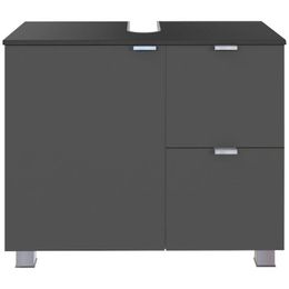 Welltime Waschbeckenunterschrank &raquo;Bauska&laquo; 70 cm breit, mit 2 Ausz&uuml;gen grau Holzwerkstoff grafit, B/H/T: 70cm x 53cm x 35cm, Schubladen: 2 Stk. T&uuml;ren: 