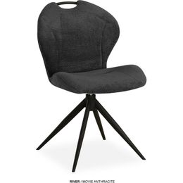 OMG Design Esszimmerstuhl &raquo;River&laquo; (Set) 2 Stk.Drehstuhl mit auto-return, mit Handgriff grau Polyester B/H/T: 55cm x 86,7cm x 60,5cm, 2 Stk., Stoff 