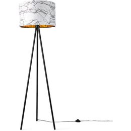 Paco Home Stehlampe &raquo;Trina Kraft&laquo; E27 Standleuchte Schlafzimmer E27 Marmor Stein Design Grau Wei&szlig; wei&szlig; H: 148,5cm