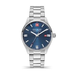 SWISS MILITARY HANOWA Herren Quarzuhr &raquo;Roadrunner&laquo; Armbanduhr, Herrenuhr, Swiss Made, Edelstahlarmband, analog, Tag blau Einheitsgr&ouml;&szlig;e