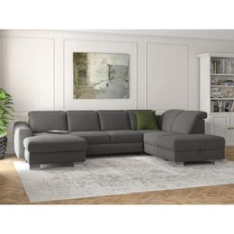 Sit & More sit&more Wohnlandschaft &raquo;Dundee U-Form&laquo; mit Federkern und Edelstahlf&uuml;&szlig;en, wahlweise mit Kopfteilverstellung grau B/H/T: 338cm x 86cm x 219cm, Struktur