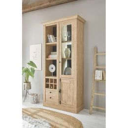 Home Affaire Vitrine &raquo;Cornwall, Hochschrank im Landhausstil, Glasvitrine, Eiche Dekor&laquo; 1 Stk. tlg. Metallgriffe, 105 cm breit, viel Stauraum, in zwei 