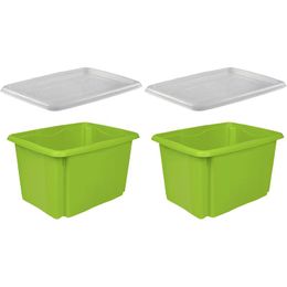 keeeper Stapelbox &raquo;emil&laquo; 30 L, mit Deckel, hochwertiger Kunststoff gr&uuml;n Polypropylen 2 Stk., B/H/T: 34,5cm x 27cm x 44,5cm
