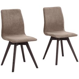 OTTO home 4-Fu&szlig;stuhl &raquo;Rania&laquo; (Set) 2 Stk.mit Massivholzbeinen grau Holzwerkstoff, Massivholz, Polyester B/H/T: 45cm x 91cm x 55cm, 2 Stk., Lederoptik