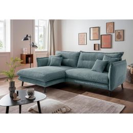 Home Affaire Ecksofa &raquo;Lazio, 255 x 180 cm, modern und bequem&laquo; Cord, L-Form, inkl. R&uuml;cken- und Zierkissen blau 93% Polyester, 7% Polyamid B/H/T: 255cm 