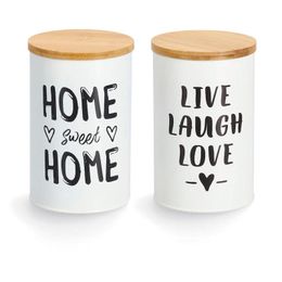 zeller Vorratsdose &raquo;Quotes&laquo; moderner Schriftzug, mit Bambusdeckel, 1000 ml wei&szlig; Bambus, Metall B/H/L: 10,5cm x 16,5cm x 10,5cm