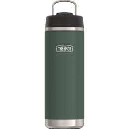 Thermos Isolierflasche &raquo;ICON WATER BOTTLE, Edelstahlk&ouml;rper, sp&uuml;lmaschinenfest&laquo; 0,71l, 12h kalt, schappsicher mit einklappbarem Flip-Strohalm gr&uuml;n 