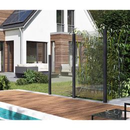 STAKET PRO Zaun Glaszaun, Gesamtl&auml;nge: 2,29 m, 3 Pfosten grau Aluminium, Glas Pfosten: 3 Stk.