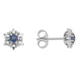 Firetti Damen Paar Ohrstecker &raquo;Schmuck Geschenk Gold 333 Ohrschmuck Ohrringe Blume&laquo; mit Brillanten 8mm, 0,07 P2 = erkennbare Einschl&uuml;sse, Diamanten 