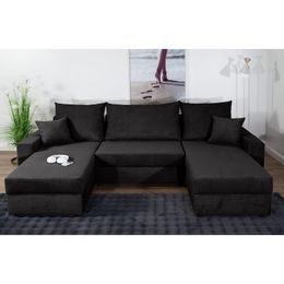 Collection AB Wohnlandschaft &raquo;Pico U-Form, B: 252 cm&laquo; Schlaffunktion, Bettkasten & 2 Zierkissen grau 100%Polyester B/H/T: 252cm x 39cm x 158cm, 