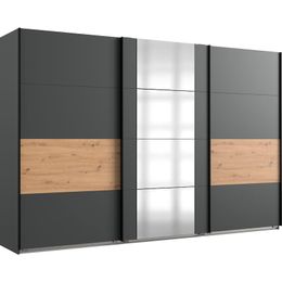 wimex Schwebet&uuml;renschrank &raquo;Barmbek Schlafzimmerschrank Garderobenschrank&laquo; Kleiderschrank mit 2 Stoffboxen und 2 zus&auml;tzlichen B&ouml;den, Spiegelt&uuml;r braun 