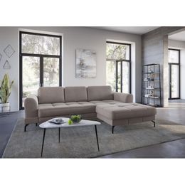 Sit & More sit&more Ecksofa &raquo;Bendigo L-Form&laquo; inklusive Sitztiefenverstellung, Bodenfreiheit 15 cm, 2 Fu&szlig;farben beige B/H/T: 284cm x 87cm x 175cm, Samtoptik,mega-