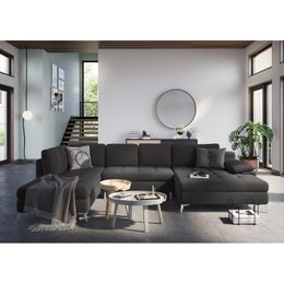 Sit & More sit&more Wohnlandschaft &raquo;Latigo U-Form&laquo; mit Mega-Recamiere, wahlweise mit Schlaffunktion und Bettkasten grau B/H/T: 346cm x 201cm, Luxus-Microfaser,